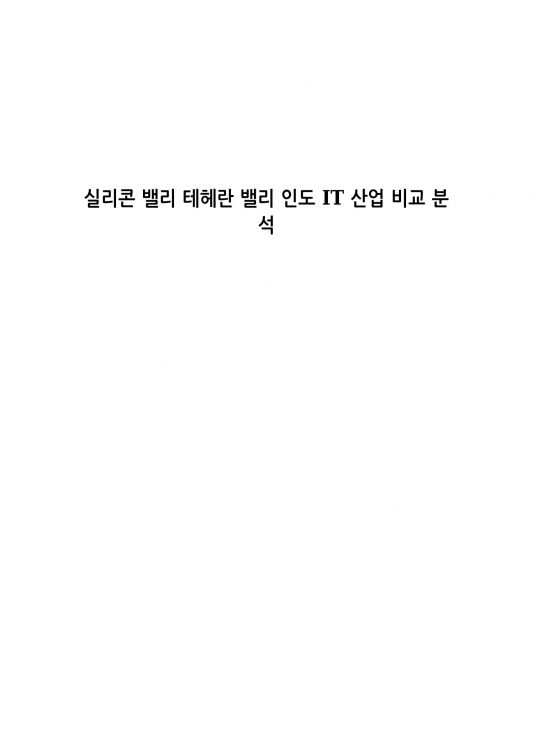 실리콘 밸리 테헤란 밸리 인도 IT 산업 비교 분석