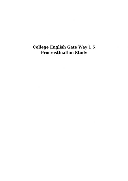 College English Gate Way 1 5 Procrastination Study