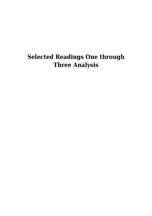 Selected Readings One through Three Analysis