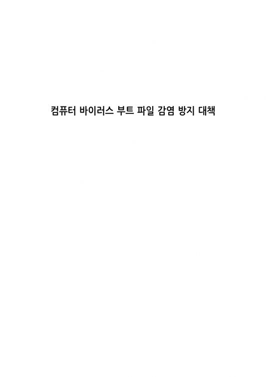 컴퓨터 바이러스 부트 파일 감염 방지 대책
