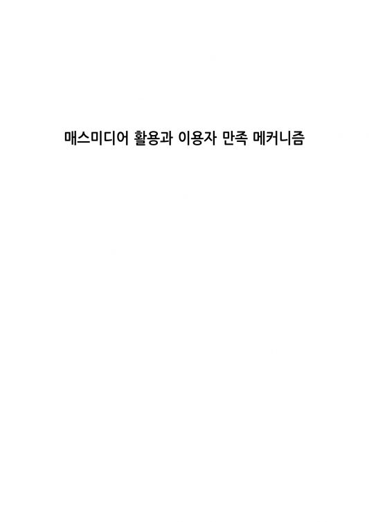 매스미디어 활용과 이용자 만족 메커니즘