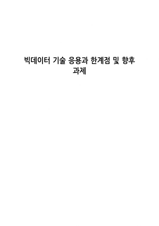 빅데이터 기술 응용과 한계점 및 향후 과제