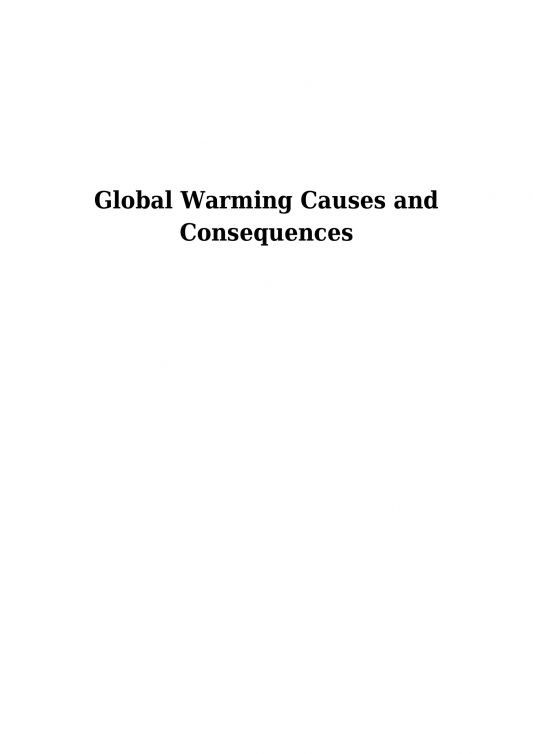 Global Warming Causes and Consequences