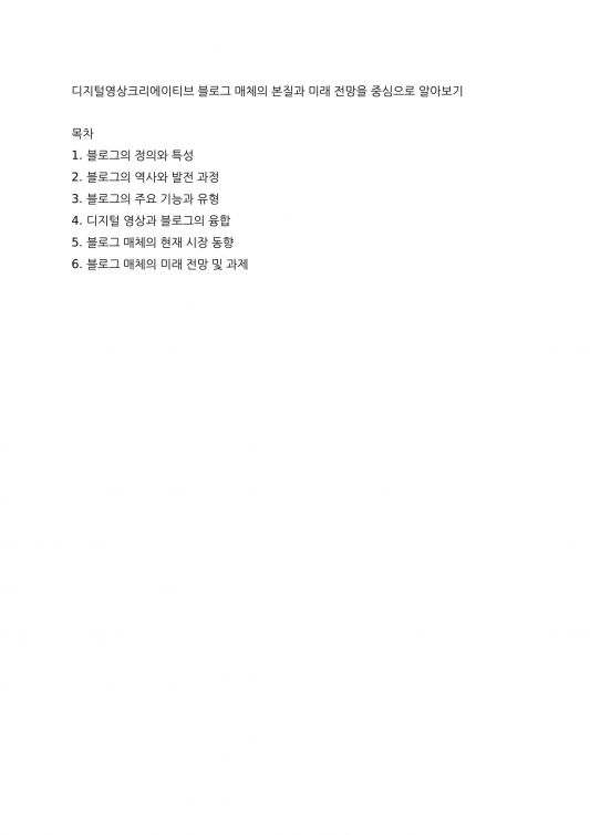 디지털영상크리에이티브 블로그 매체의 본질과 미래 전망을 중심으로 알아보기