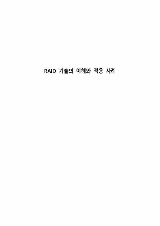 RAID 기술에 대한 종합적 고찰