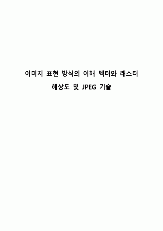 이미지 표현 방식의 이해 벡터와 래스터 해상도 및 JPEG 기술