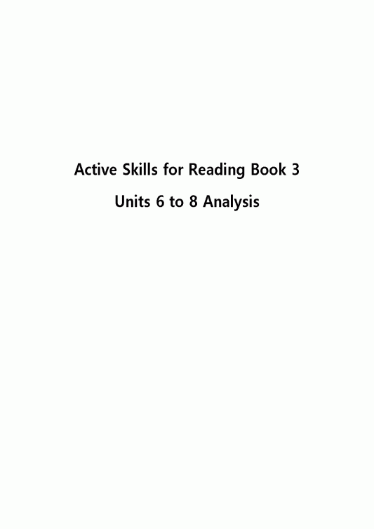 Active Skills for Reading Book 3 Units 6 to 8 Analysis