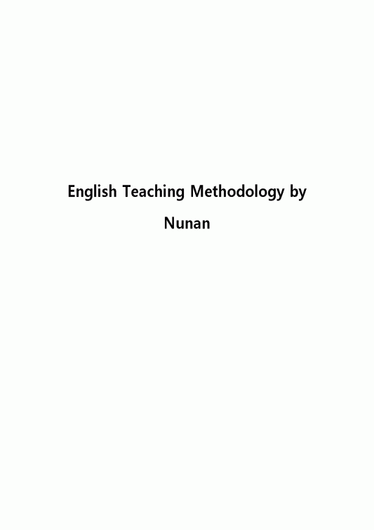 English Teaching Methodology by Nunan