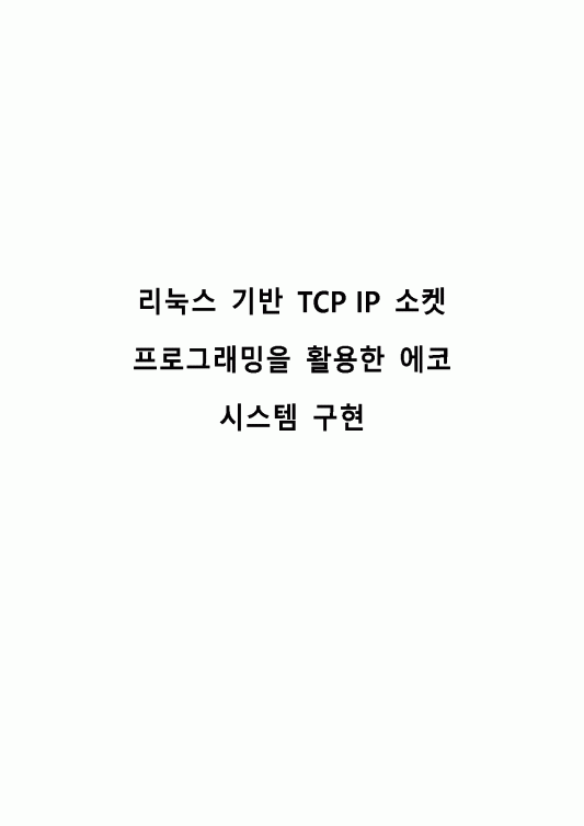 리눅스 기반 TCP IP 소켓 프로그래밍을 활용한 에코 시스템 구현