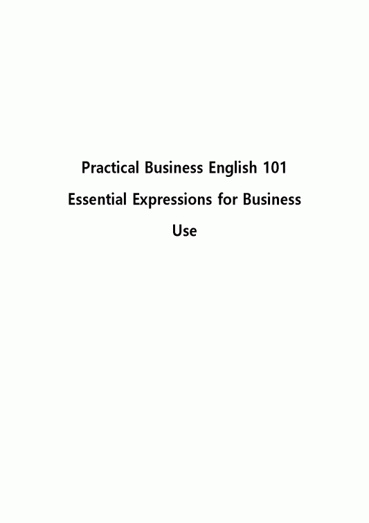 Practical Business English 101 Essential Expressions for Business Use