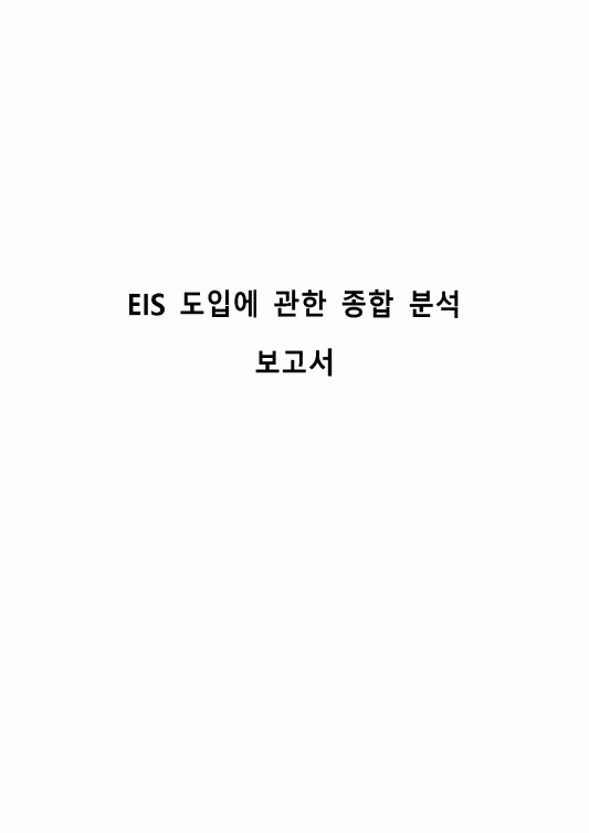 EIS 도입에 관한 종합 분석 보고서