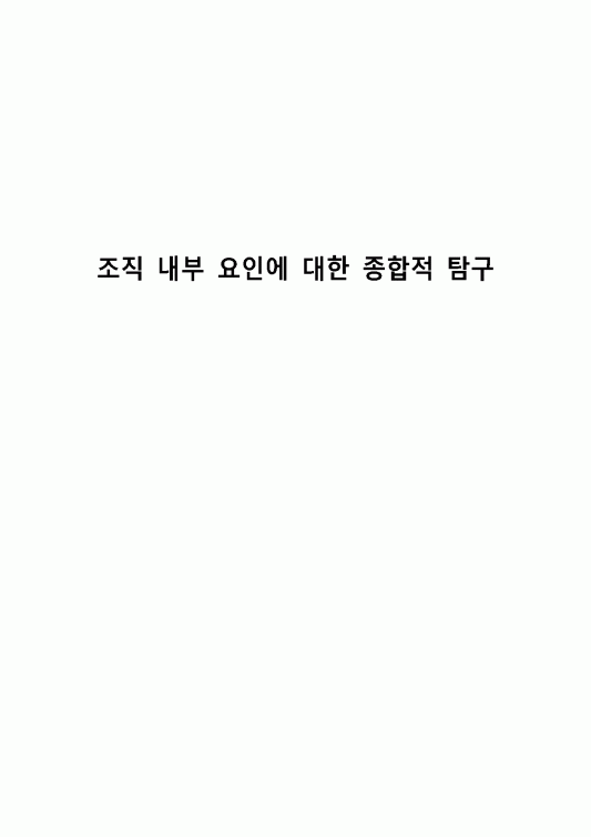 조직 내부 요인에 대한 종합적 탐구