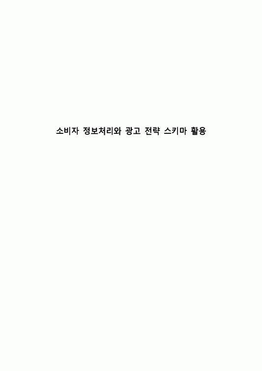 소비자 정보처리와 광고 전략 스키마 활용