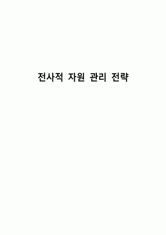 전사적 자원 관리 전략
