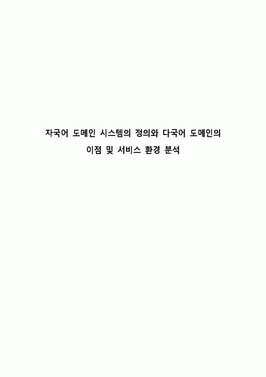 자국어 도메인 시스템의 정의와 다국어 도메인의 이점 및 서비스 환경 분석