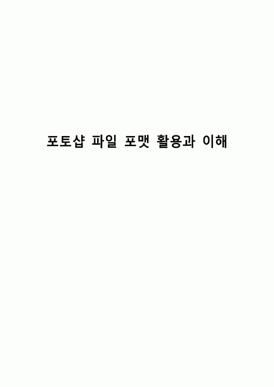포토샵 파일 포맷 활용과 이해