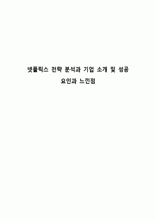 넷플릭스 전략 분석과 기업 소개 및 성공 요인과 느낀점