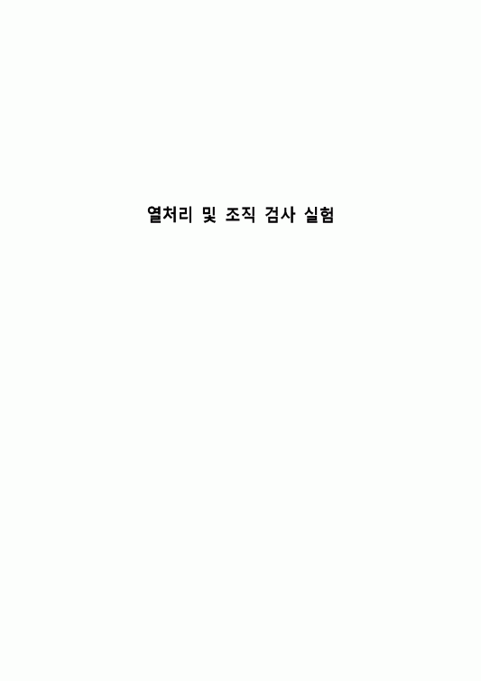 열처리 및 조직 검사 실험