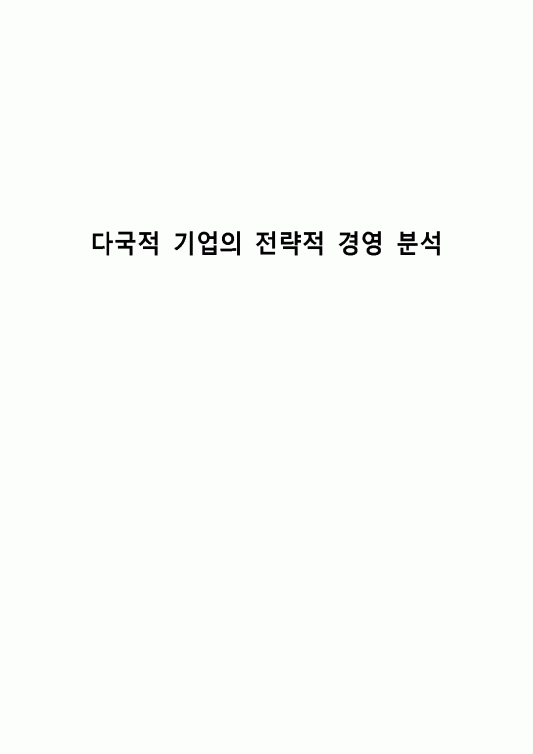 다국적 기업의 전략적 경영 분석