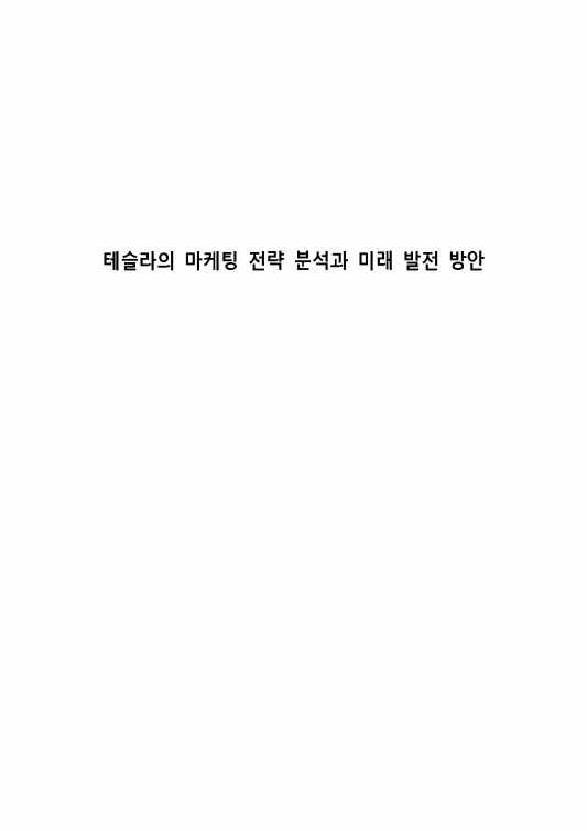 테슬라의 마케팅 전략 분석과 미래 발전 방안