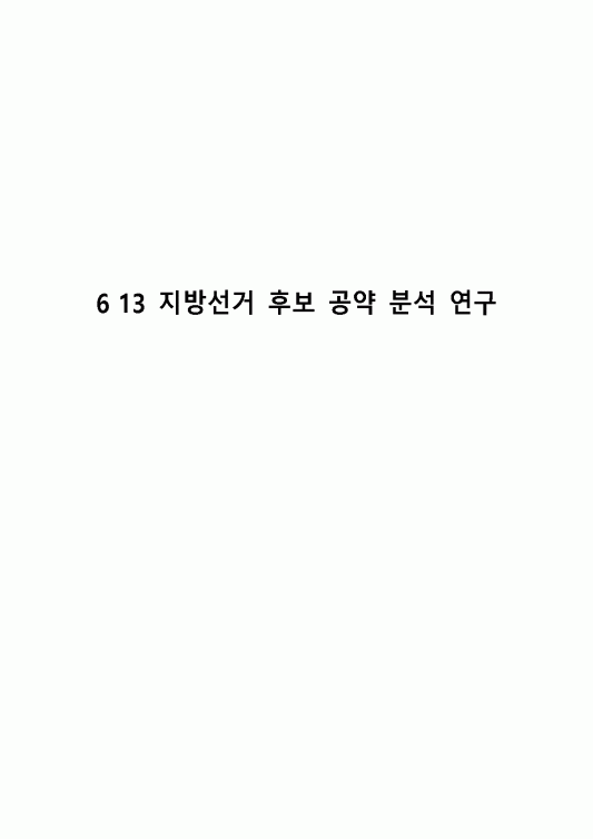 6 13 지방선거 후보 공약 분석 연구