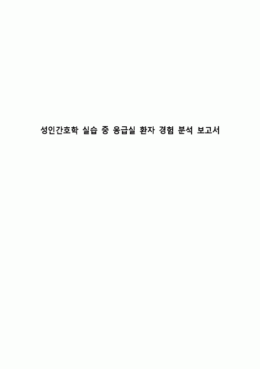 성인간호학 실습 중 응급실 환자 경험 분석 보고서