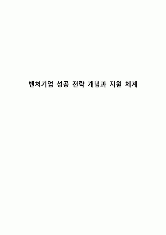 벤처기업 성공 전략 개념과 지원 체계