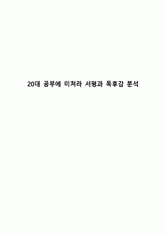 20대 공부에 미쳐라 서평과 독후감 분석