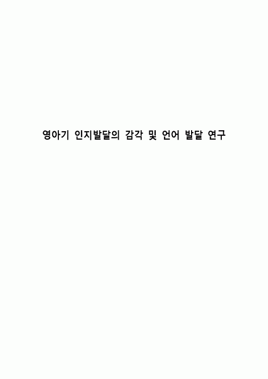 영아기 인지발달의 감각 및 언어 발달 연구