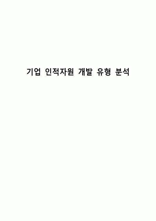 기업 인적자원 개발 유형 분석