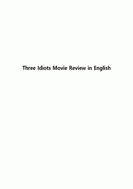 Three Idiots Movie Review in English