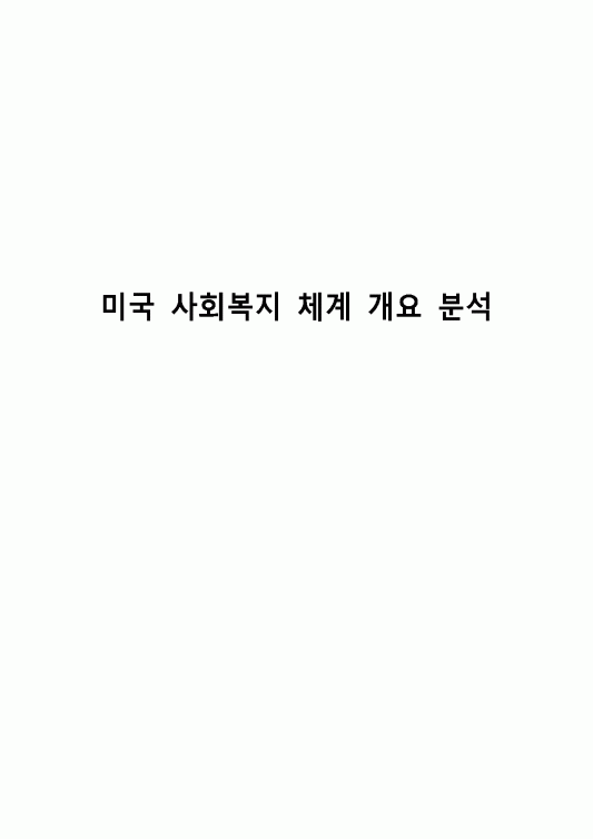 미국 사회복지 체계 개요 분석