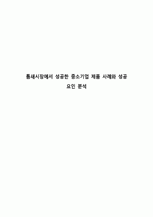 틈새시장에서 성공한 중소기업 제품 사례와 성공 요인 분석
