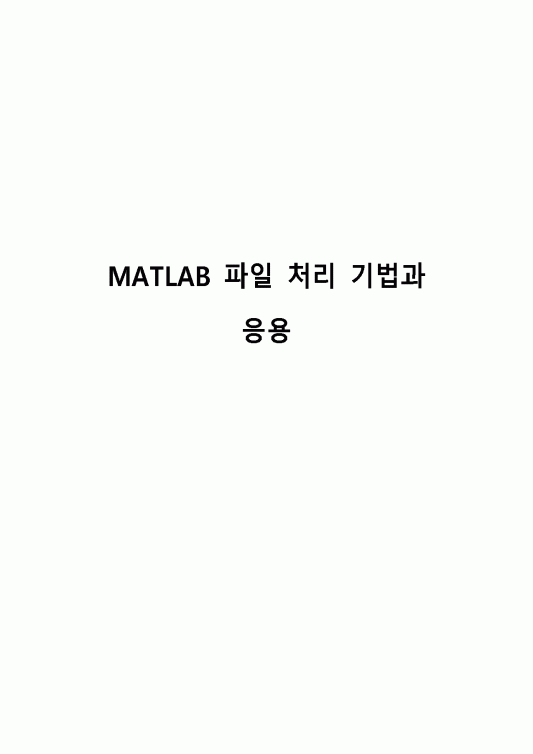 MATLAB 파일 처리 기법과 응용
