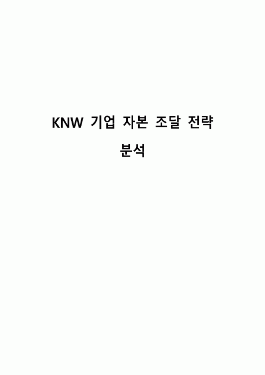 KNW 기업 자본 조달 전략 분석