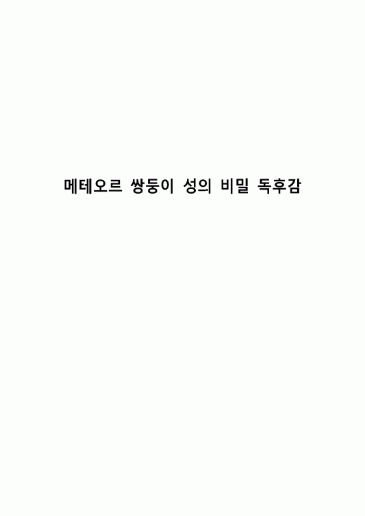 메테오르 쌍둥이 성의 비밀 독후감