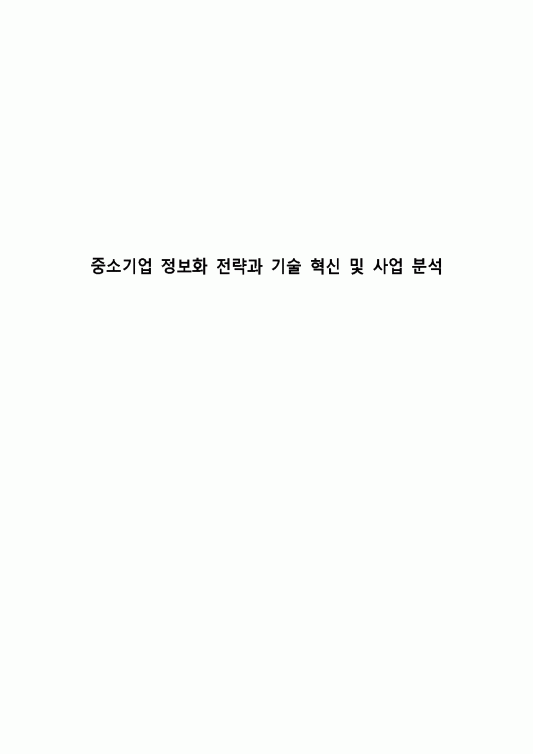 중소기업 정보화 전략과 기술 혁신 및 사업 분석