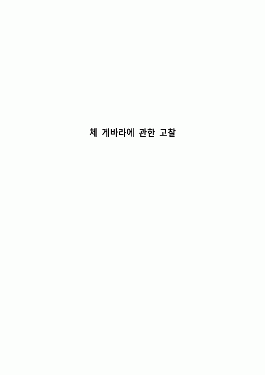 체 게바라에 관한 고찰