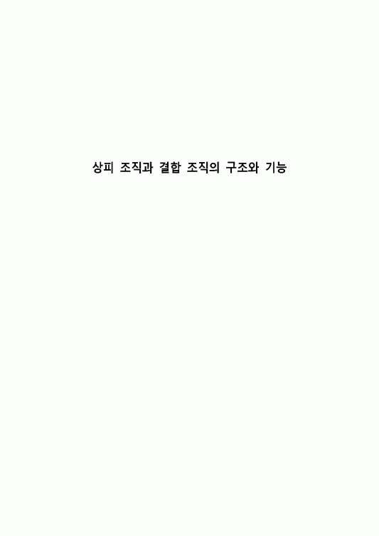 상피 조직과 결합 조직의 구조와 기능