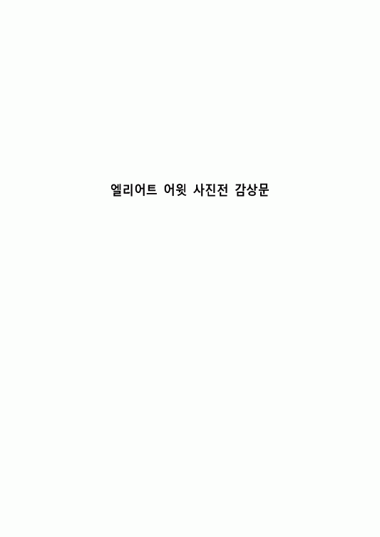 엘리어트 어윗 사진전 감상문