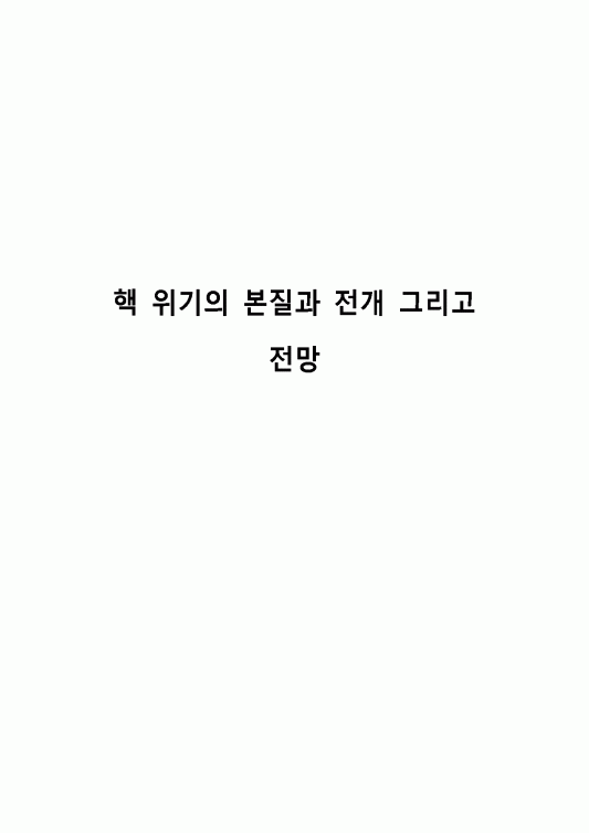 핵 위기의 본질과 전개 그리고 전망