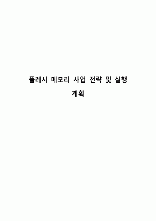 플레시 메모리 사업 전략 및 실행 계획