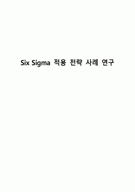 Six Sigma 적용 전략 사례 연구