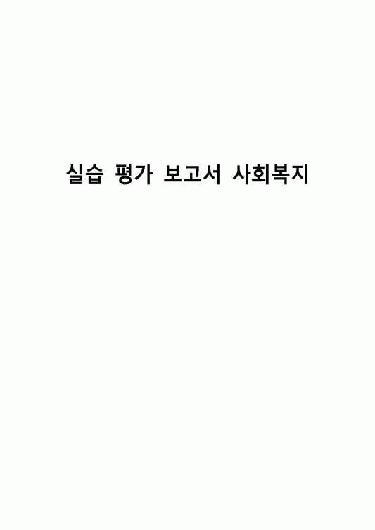 실습 평가 보고서 사회복지