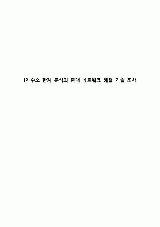 IP 주소 한계 분석과 현대 네트워크 해결 기술 조사