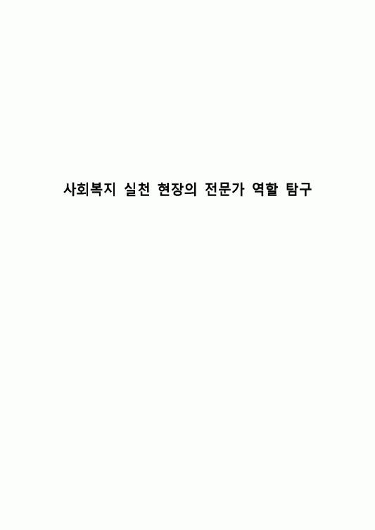 사회복지 실천 현장의 전문가 역할 탐구