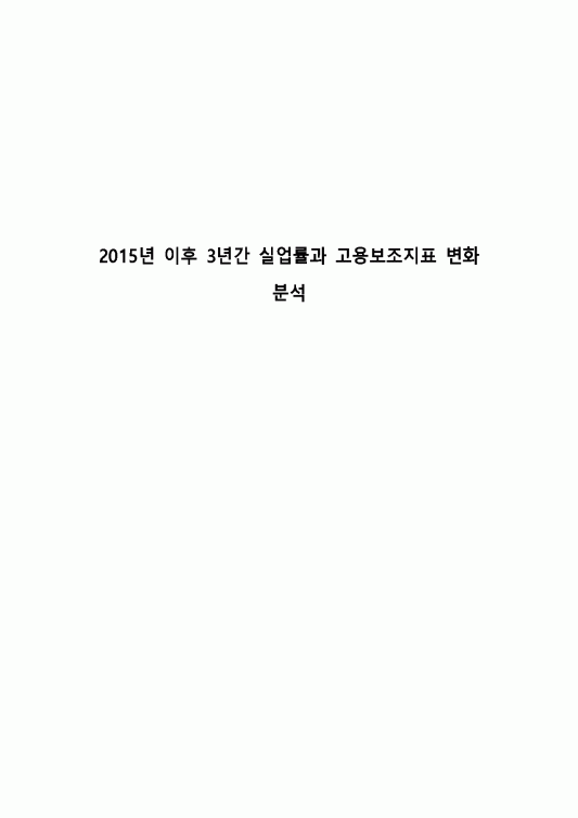 2015년 이후 3년간 실업률과 고용보조지표 변화 분석