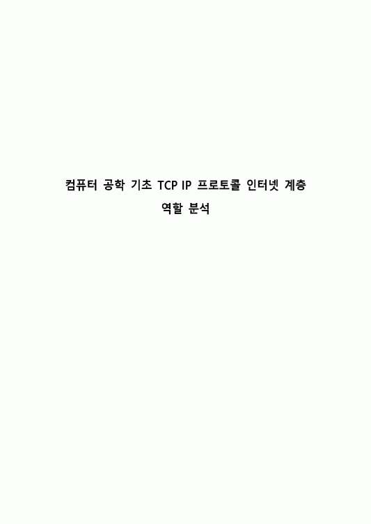 컴퓨터 공학 기초 TCP IP 프로토콜 인터넷 계층 역할 분석