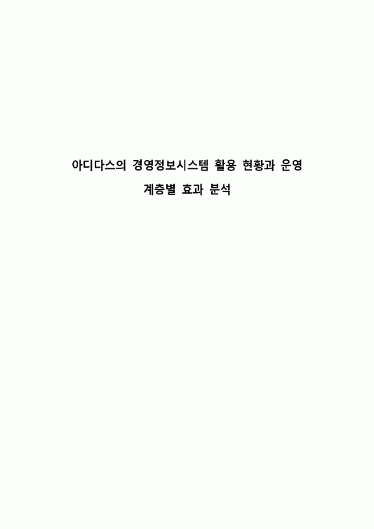 아디다스의 경영정보시스템 활용 현황과 운영 계층별 효과 분석