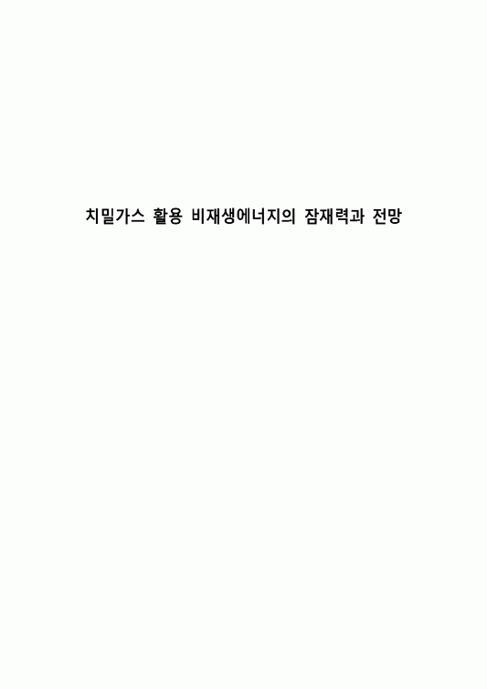 치밀가스 활용 비재생에너지의 잠재력과 전망